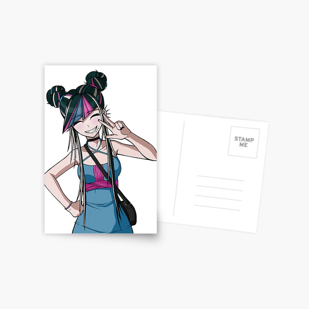 "Ibuki Mioda in a blue and pink dress" Sticker for Sale by MidDinos ...