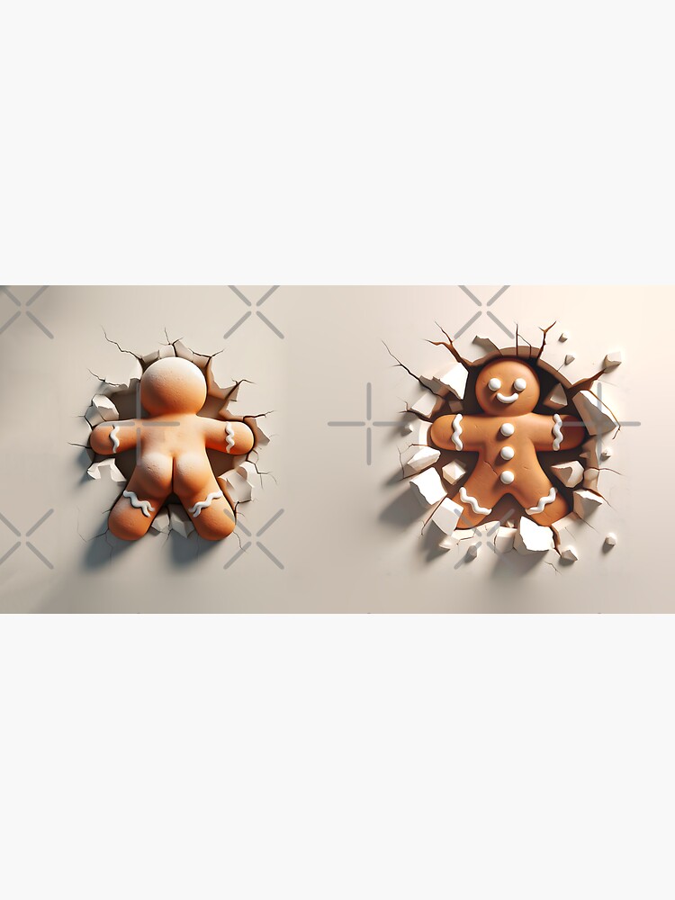"Gingerbread Man in hole, in Mug, 3D, Coffee Time" Sticker for Sale by ...
