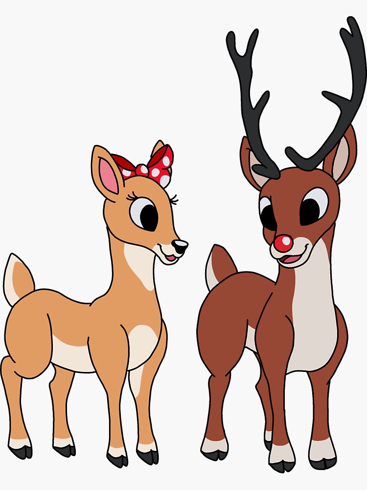 "1964 adult Rudolph and Clarice" Sticker for Sale by SketchShepherd ...
