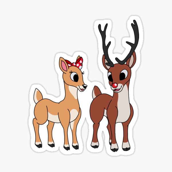 "1964 adult Rudolph and Clarice" Sticker for Sale by SketchShepherd ...