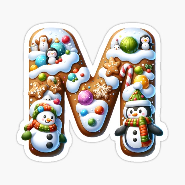 "Christmas Letter M" Sticker for Sale by pawipat | Redbubble