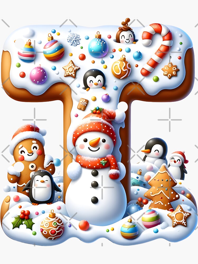 "Christmas Letter T" Sticker for Sale by pawipat | Redbubble