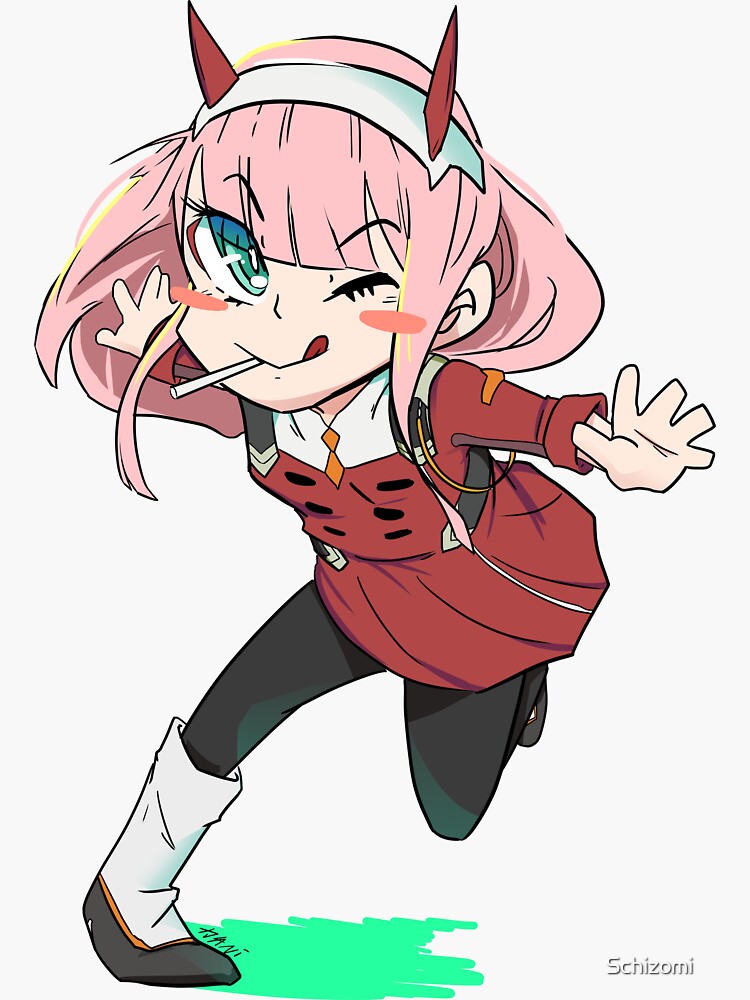 "Zero Two - 002 Chibi Sticker!" Sticker by Schizomi | Redbubble