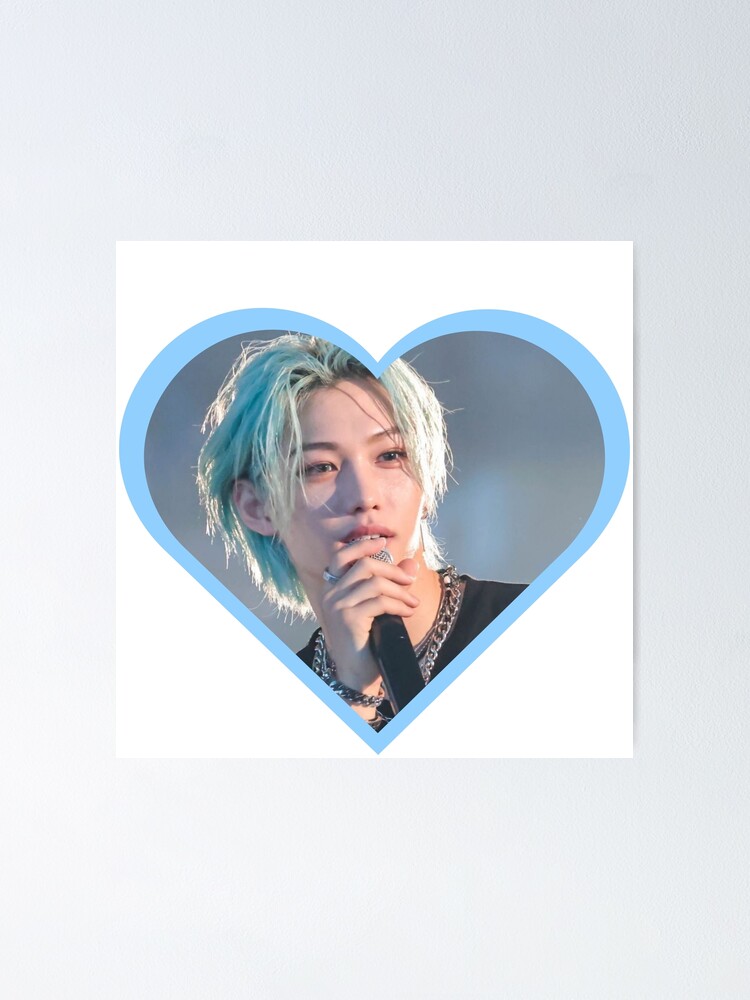 "Kpop Stray Kids Felix Blue Heart" Poster for Sale by StarBunnyDesign ...