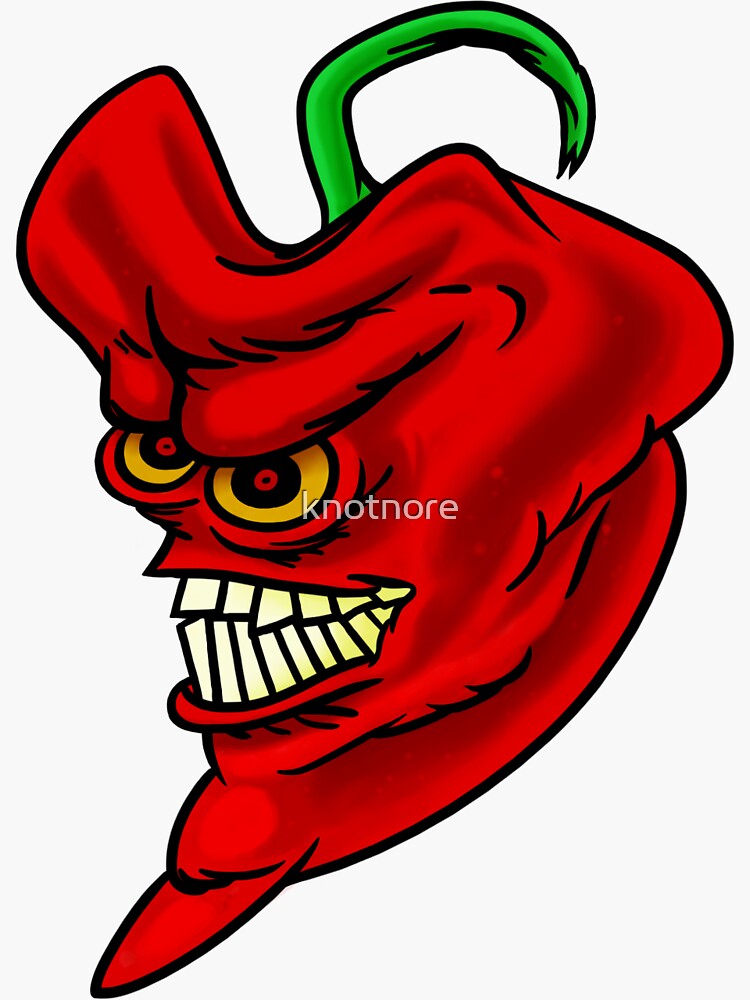 "Evil Chili Pepper" Sticker by knotnore | Redbubble