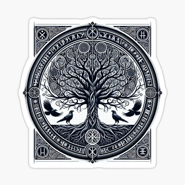 "Yggdrasil Tree Runes Norse Emblem" Sticker for Sale by ZbigArt | Redbubble
