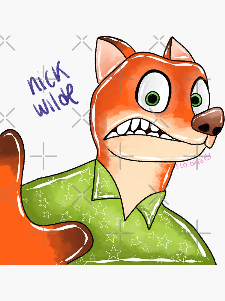 "Nick Wilde fox" Sticker by Princessdrawss | Redbubble