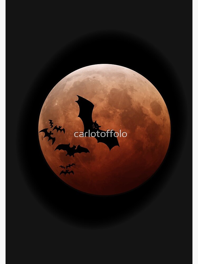 "Red moon and bats in the night" Spiral Notebook by carlotoffolo ...
