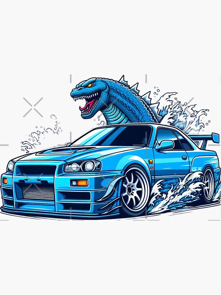 "Skyline R34 Godzilla" Sticker for Sale by Devin4s | Redbubble