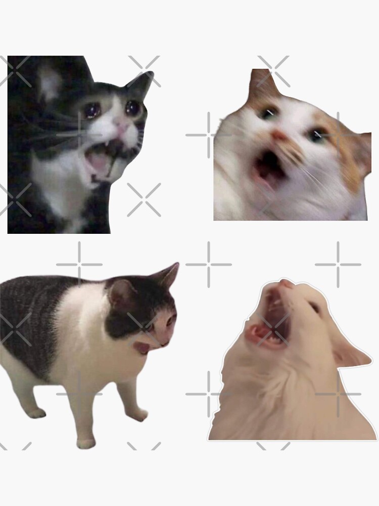 "screaming cat meme (set 1) pack" Sticker for Sale by mooneko | Redbubble