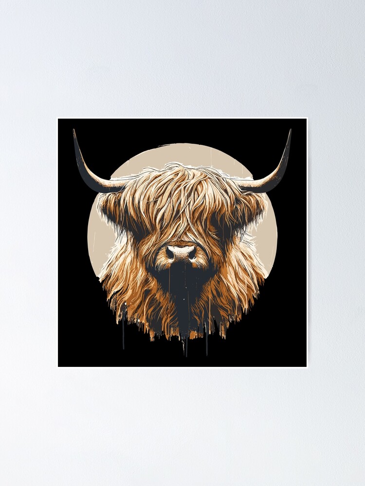"Funny vintage scottish highland cow heilan coo" Poster for Sale by ...