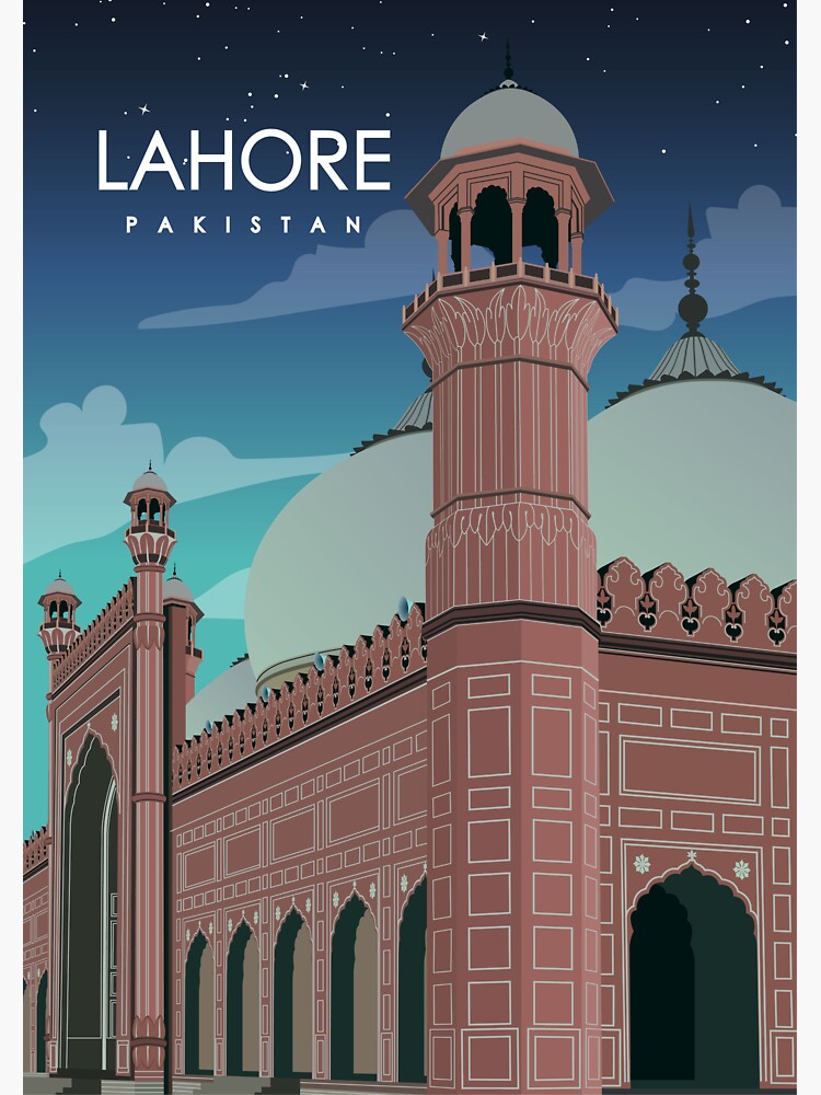"Lahore Pakistan Vintage Minimal Retro Travel Poster" Sticker for Sale ...