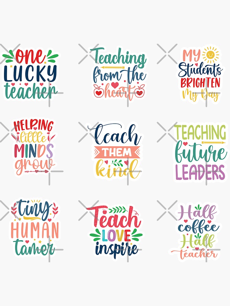 "Teacher sticker sheet 9 pack" Sticker for Sale by butterflykissss ...