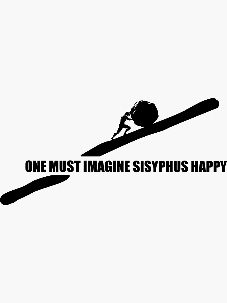 "Sisyphus Pushing the Boulder up a Mountain" Sticker for Sale by ...