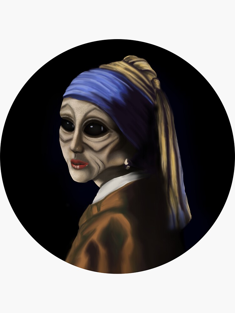 "Grey with the Pearl Earing " Sticker for Sale by Moonlight-Mkt | Redbubble