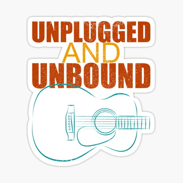 "Unplugged and Unbound, Line Art of Acoustic Guitar" Sticker for Sale ...
