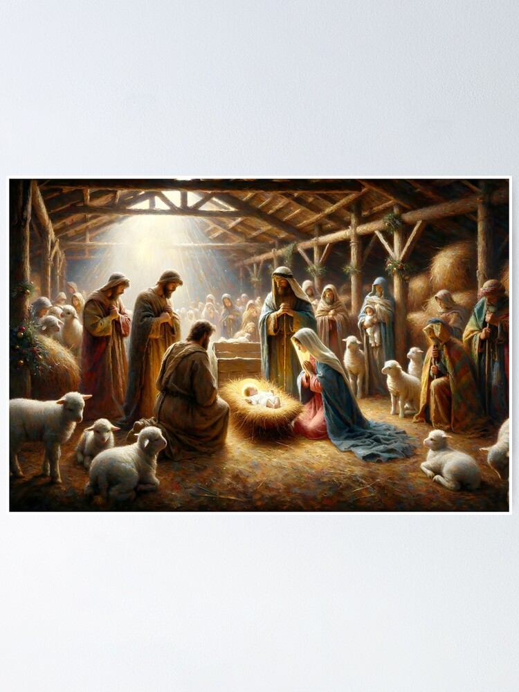 "Nativity Scene - Birth of Jesus" Poster for Sale by lilipixels | Redbubble