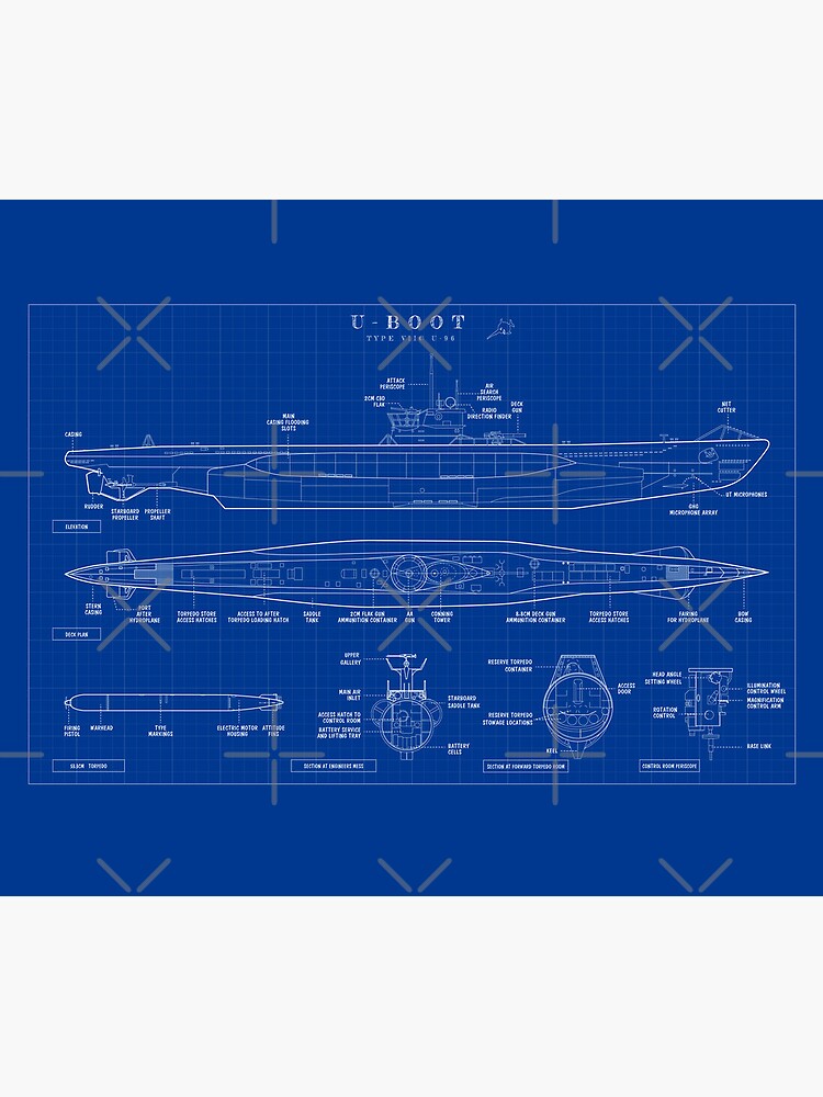 "Das Boot: U-Boot Type VIIC (U-96) Blueprint" Mouse Pad for Sale by ...