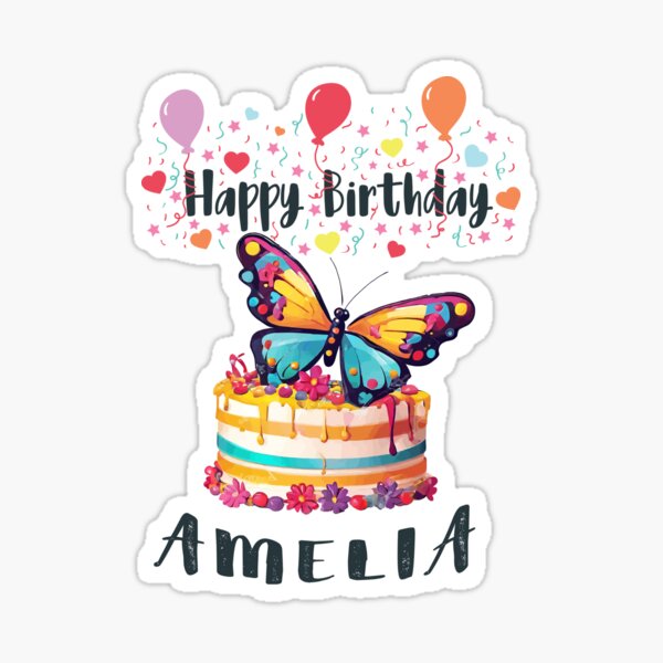 "Happy Birthday Amelia" Sticker for Sale by SAKADesignArt | Redbubble