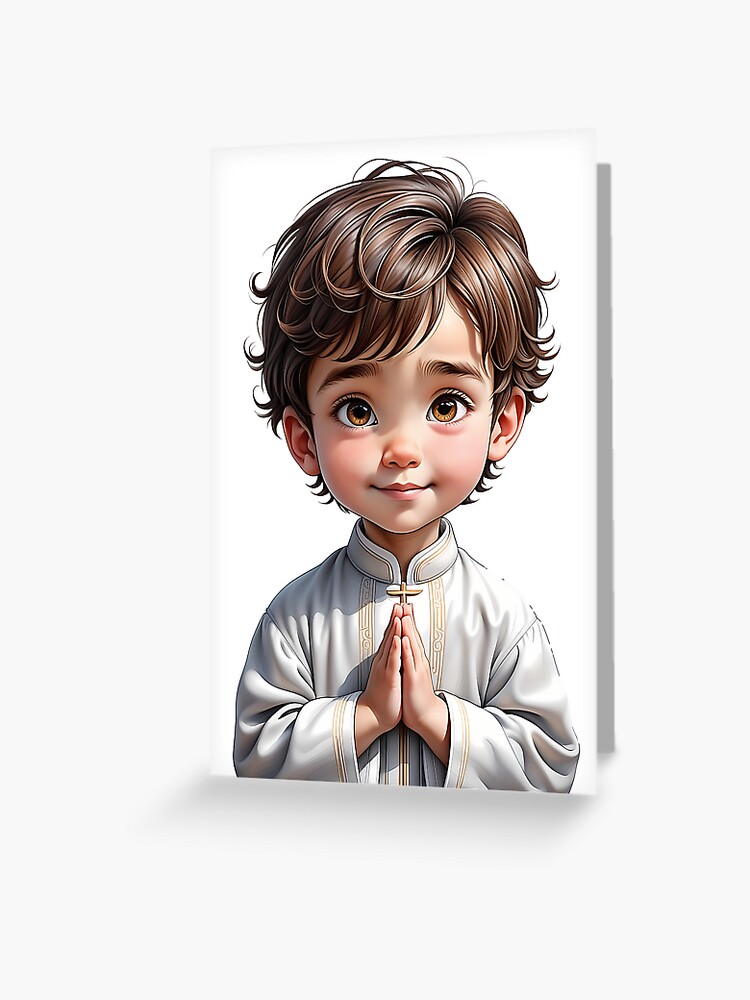 "Boy Praying for Communion cute Little Kid Sacred Moment" Greeting Card ...