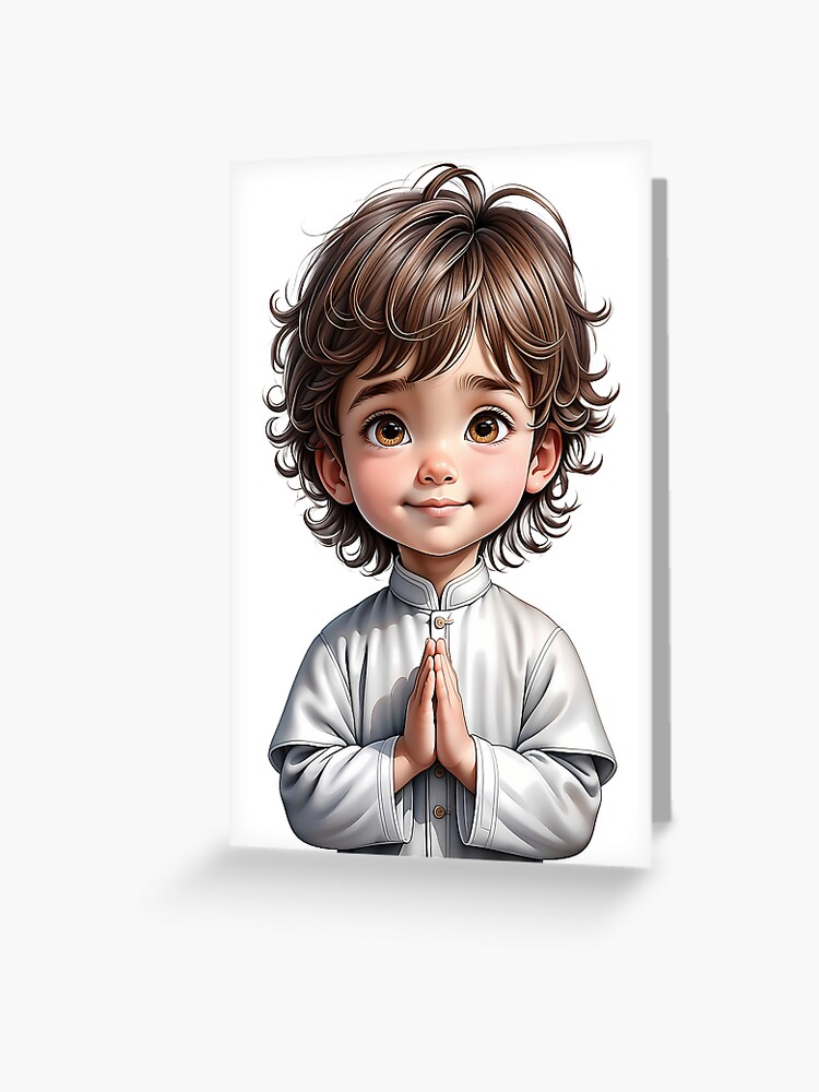 "Child Praying for Communion cute Little Kid Sacred Moment" Greeting ...