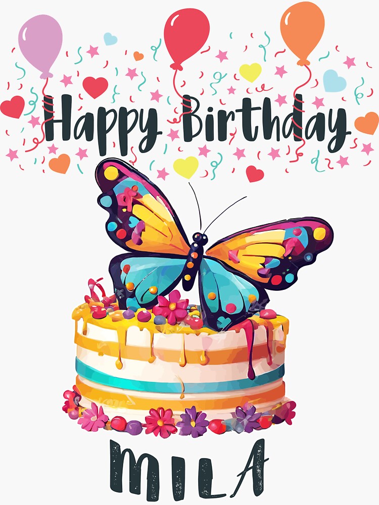 "Happy Birthday Mila" Sticker for Sale by SAKADesignArt | Redbubble