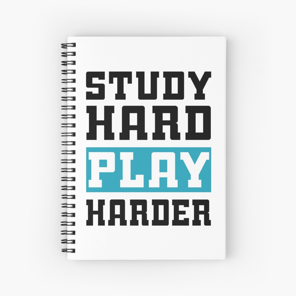 "Study Hard Play Harder - Video Games" Spiral Notebook for Sale by ...