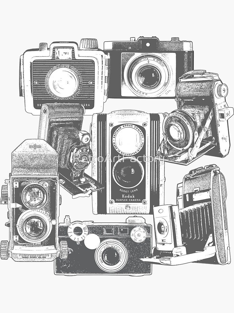 "Vintage Camera Collage" Sticker by RetroArtFactory | Redbubble