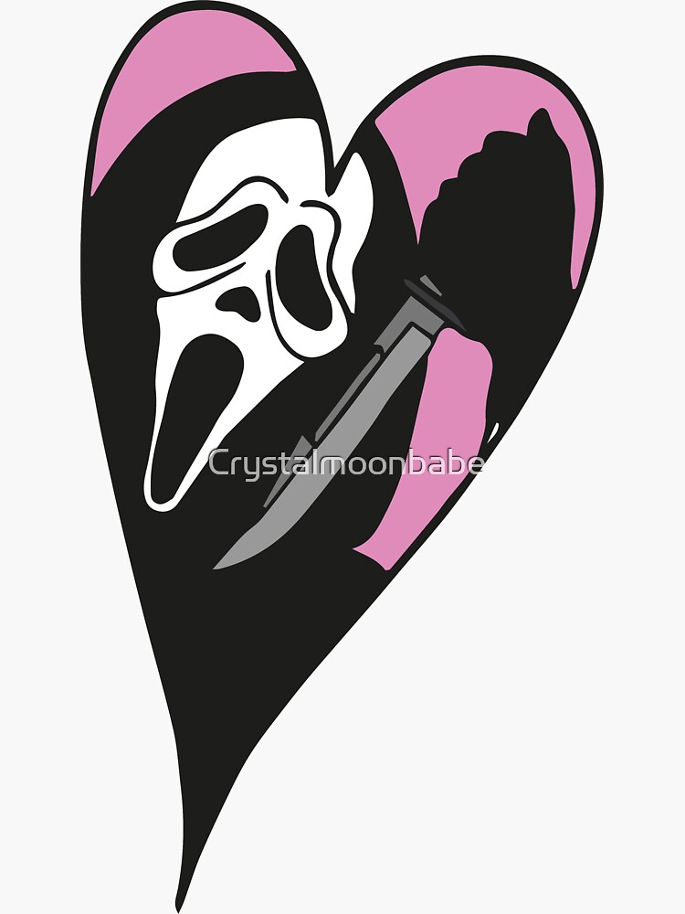 "Ghostface in pink heart" Sticker by Crystalmoonbabe | Redbubble
