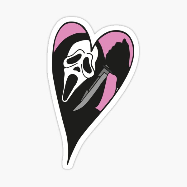 "Ghostface in pink heart" Sticker by Crystalmoonbabe | Redbubble
