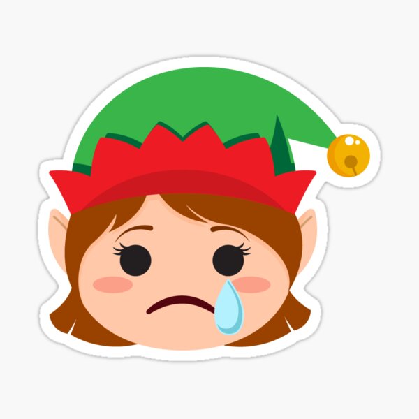 "Girl Elf Emoticons Crying Tears Elf Funny Christmas Elf Emoticon Gear ...