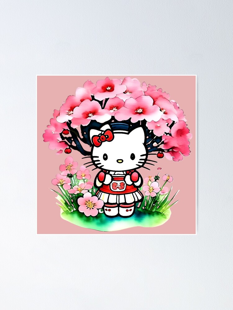"Hello Kitty And Sakura Tree" Poster for Sale by Whimsy Fae Studio ...