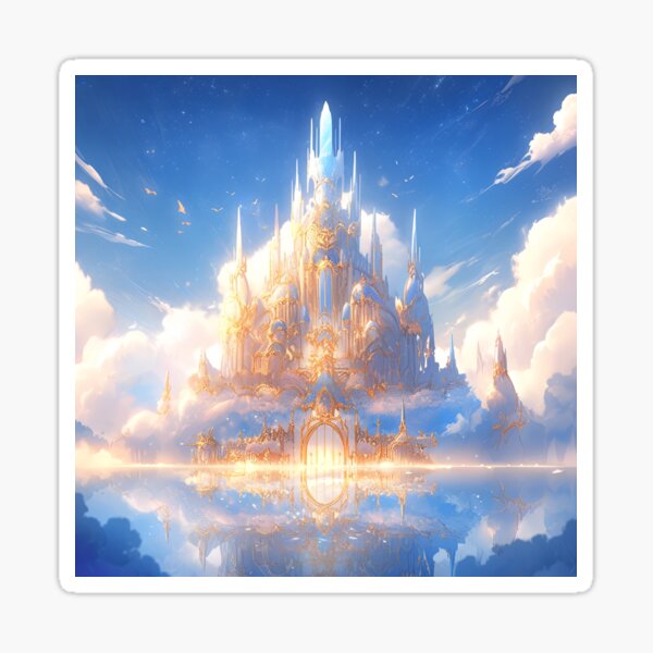 "Ethereal Golden Sunlit Cloud Castle Citadel" Sticker for Sale by ...