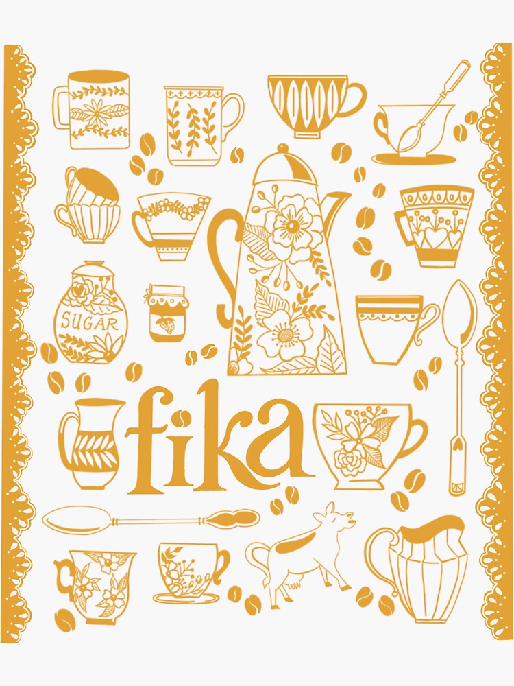"Fika illustration " Sticker by michelenorman | Redbubble