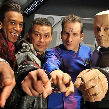 "Red Dwarf Cast Pointing at Virgin" Greeting Card for Sale by ...