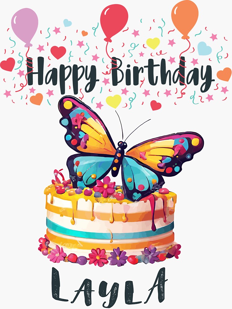 "Happy Birthday Layla" Sticker for Sale by SAKADesignArt | Redbubble