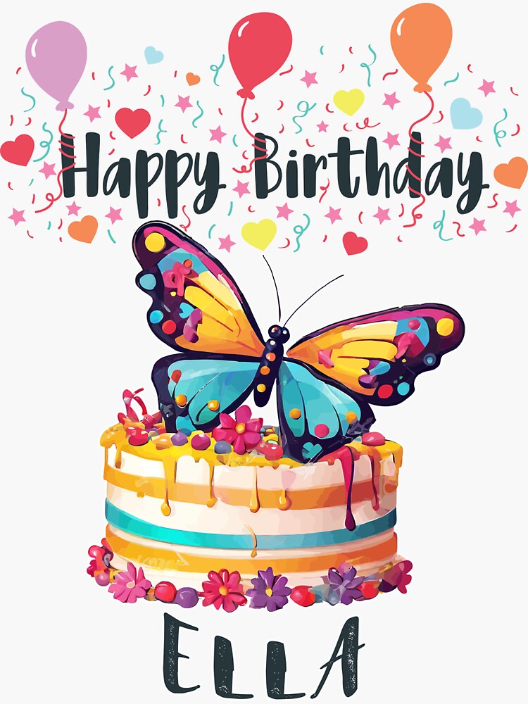 "Happy Birthday Ella" Sticker for Sale by SAKADesignArt | Redbubble