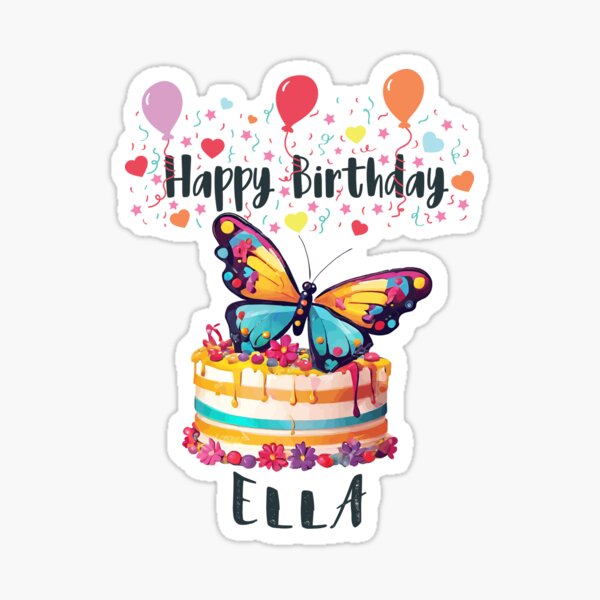 "Happy Birthday Ella" Sticker for Sale by SAKADesignArt | Redbubble
