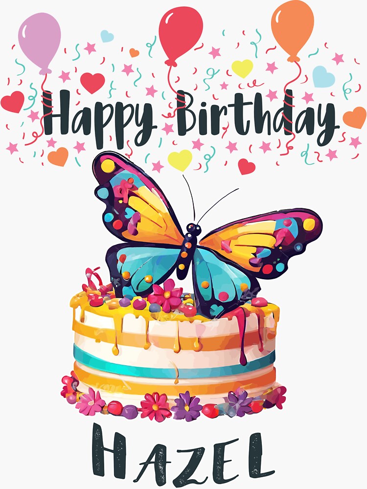 "Happy Birthday Hazel" Sticker for Sale by SAKADesignArt | Redbubble