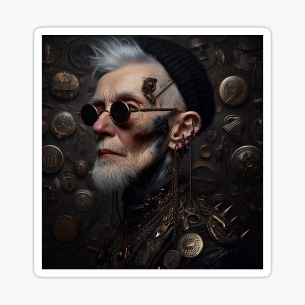 "Punk Old Lady Artificial intelligence Ai" Sticker for Sale by ...