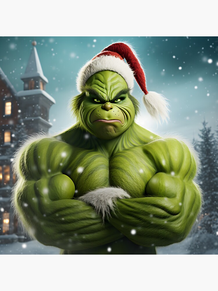 "Muscles Grinch" Sticker for Sale by toaderbogdan88 | Redbubble