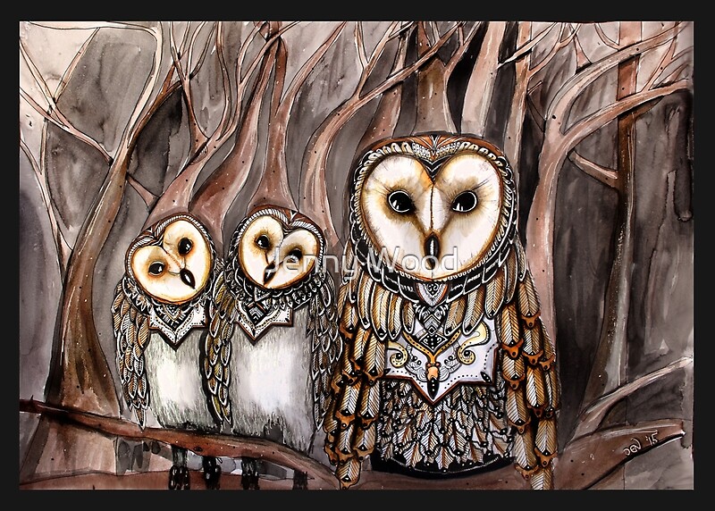 "Three barn owls" by Jenny Wood | Redbubble