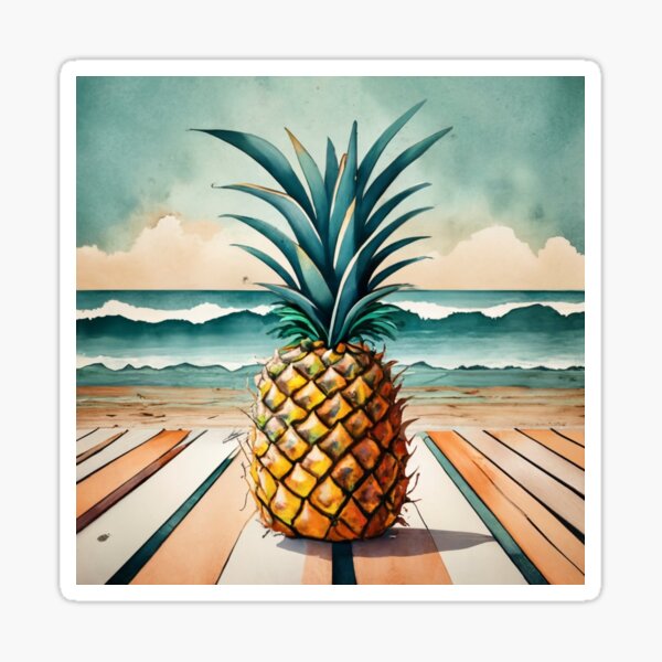 "Pineapple on The Beach" Sticker for Sale by BeachWhisper | Redbubble