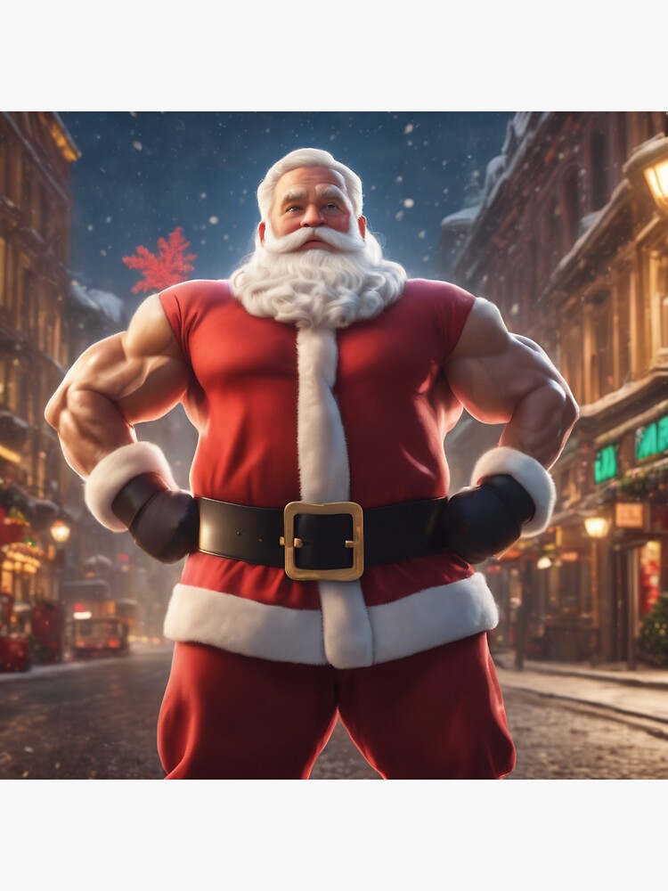 "Strong Santa Claus with Muscles" Sticker for Sale by DesignsByElias ...