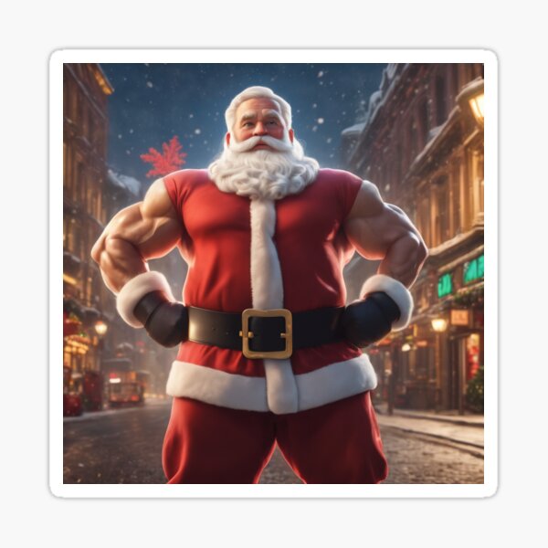 "Strong Santa Claus with Muscles" Sticker for Sale by DesignsByElias ...