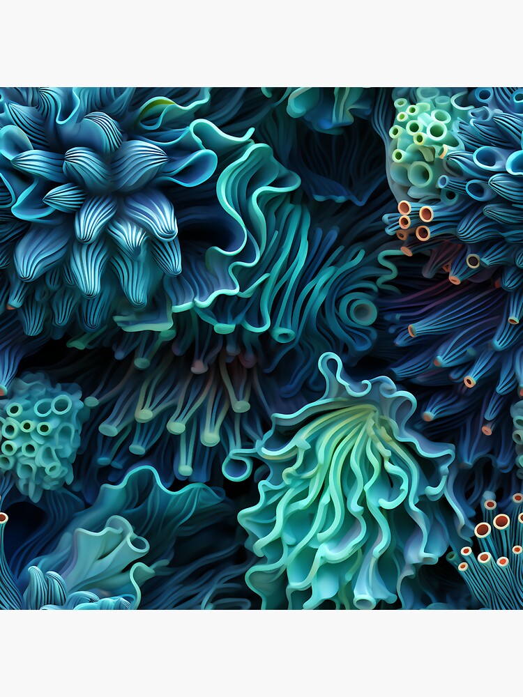 "Surrealist Aqua-Realm: Dark Azure Abyss & Phosphorescent Creatures ...