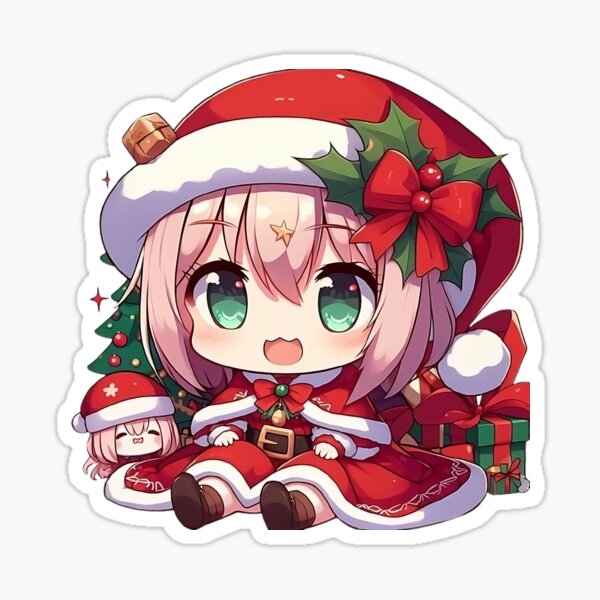 "Cute Tiny Christmas Anime Girl" Sticker by Infenium | Redbubble