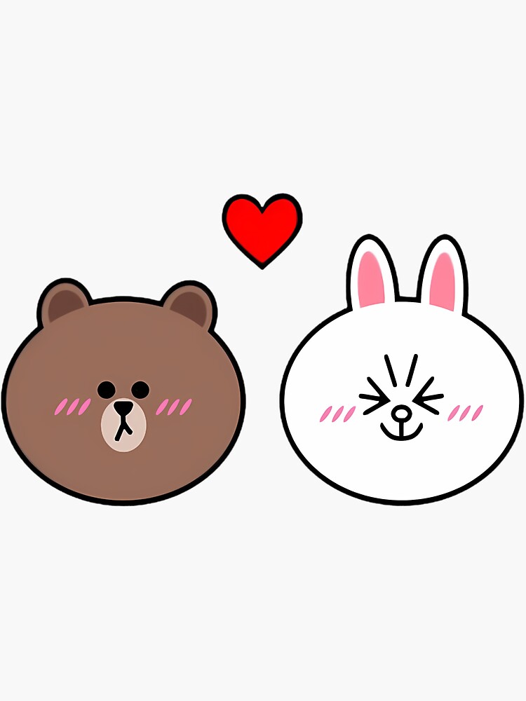 "Brown Bear And Cony Rabbit Line Friends Love" Sticker for Sale by ...
