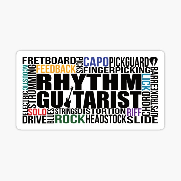 "Rhythm Guitar Player Text Design" Sticker for Sale by FlashMacDesign ...