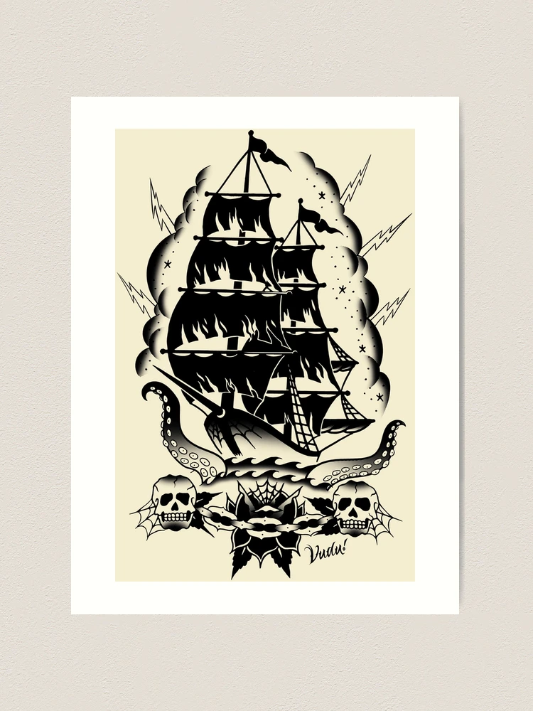 Sailor Jerry Ship Tattoo Design